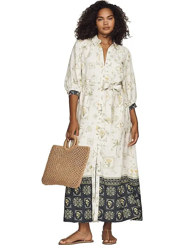 Maeve Mona Linen Shirt Dress - Neutral Pattern