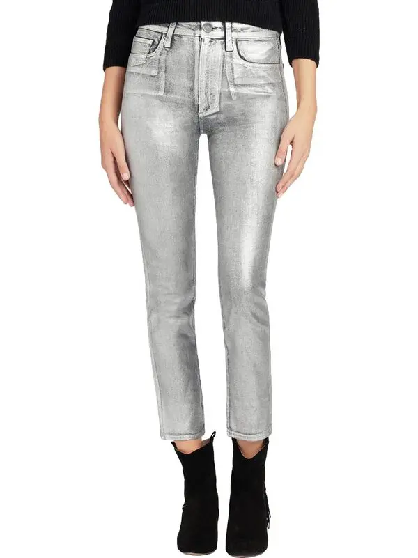 Joe's Jeans The Luna Metallic High-rise Ankle Straight Leg Jeans - Silver