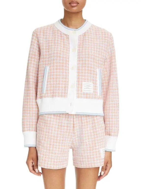 Thom Browne Tweed Cardigan Jacket - Orange