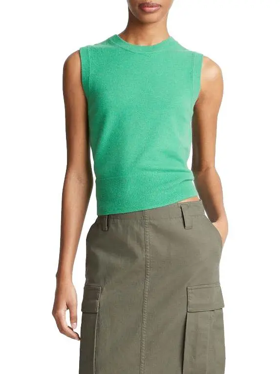 Vince Sleeveless Wool And Cashmere-blend Sweater - Dark Parakeet