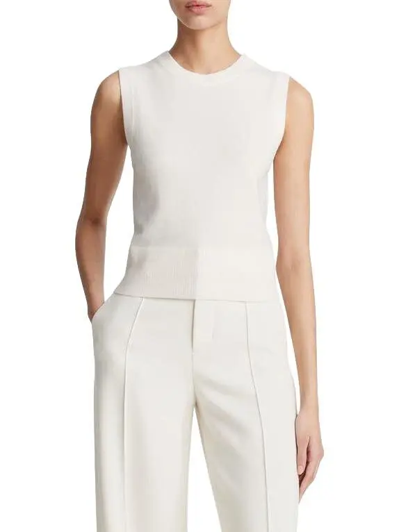 Vince Sleeveless Wool And Cashmere-blend Sweater - Off White