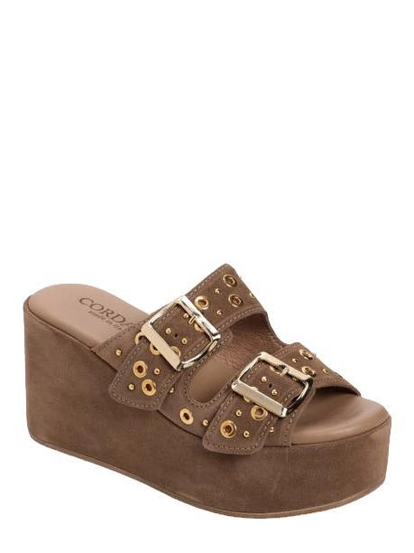 Cordani Jayne Platform Wedge Slide Sandal - Crosta Fango