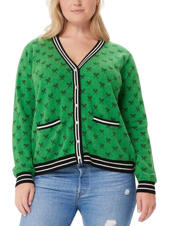 Minnie Rose Tennis Club Cashmere Cardigan - Golf Green