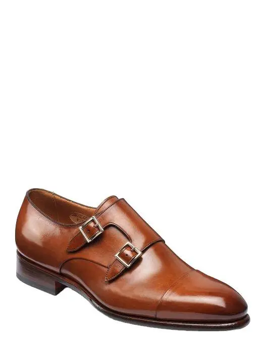 Santoni Ira Double Monk Strap Shoe - Cognac Leather