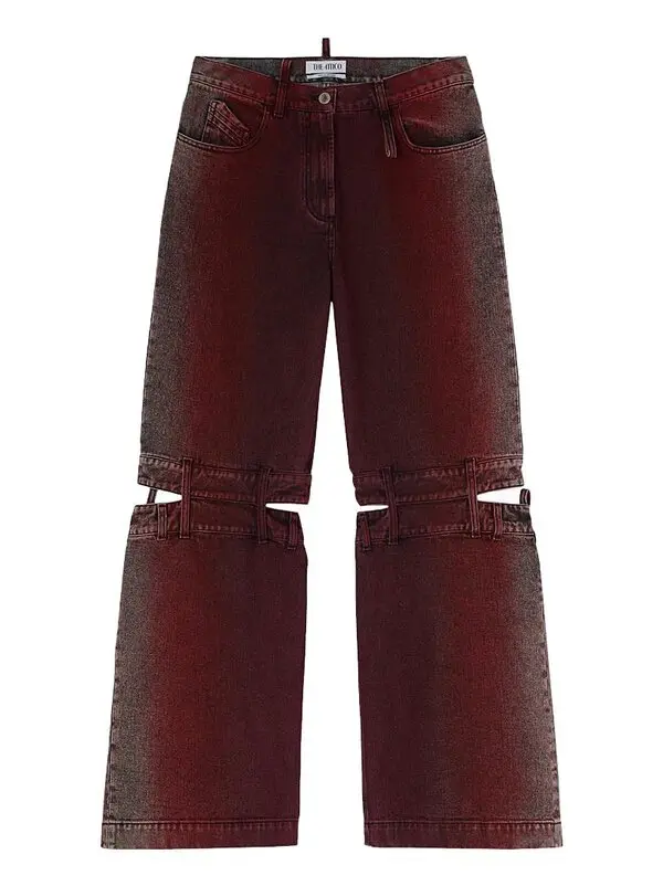 Attico Cutout Mid-rise Jeans - Red And Purple