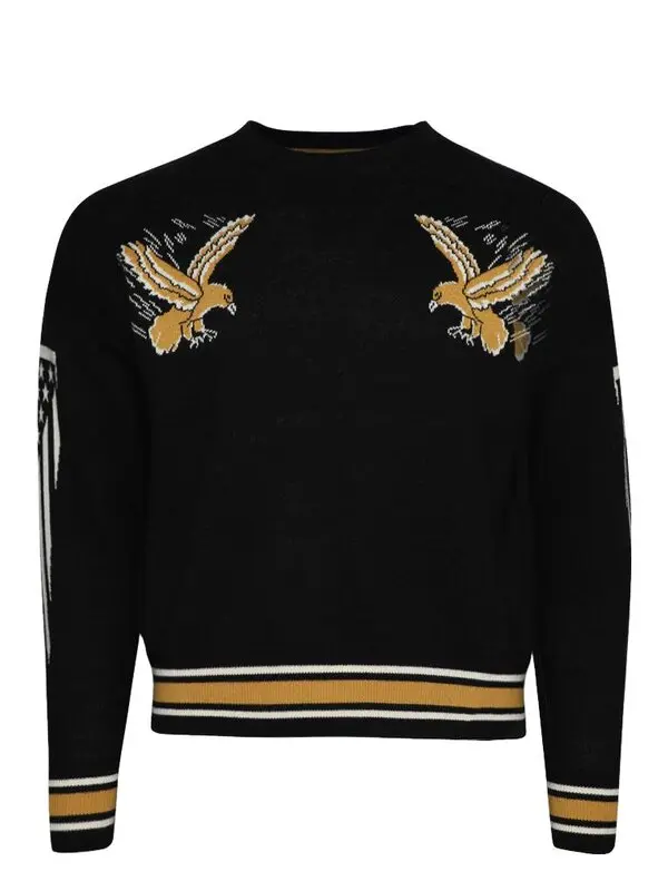 Rhude Eagle Souvenir Knit Crewneck - Black And Yellow