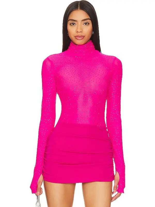 AFRM Milo Rhinestone Bodysuit - Glow Pink