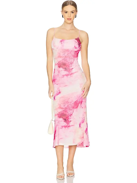 Bardot Adoni Midi Dress - Pink Tie Dye