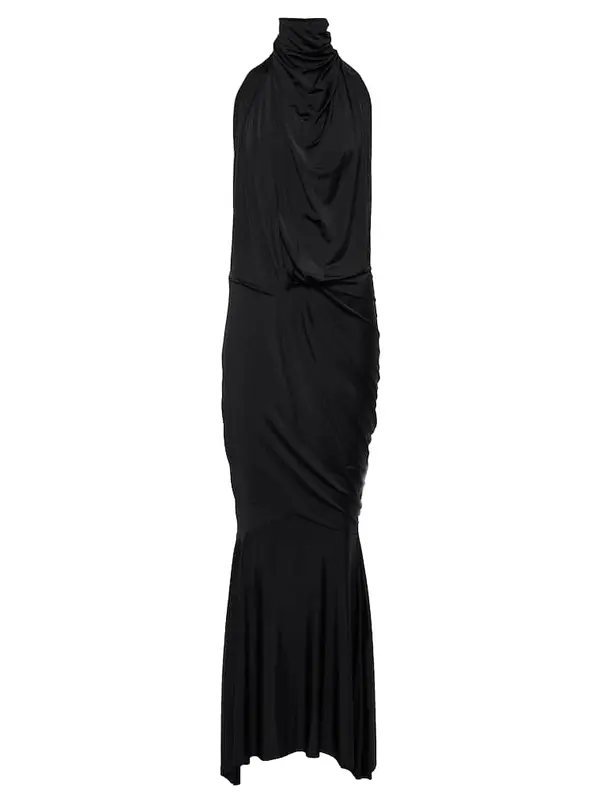 Alexandre Vauthier High-neck Draped Maxi Dress - Black
