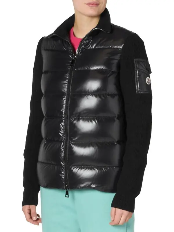 Moncler Padded Wool Puffer Cardigan - Black