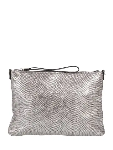 GIANNI CHIARINI Leather Wristlet Bag - Silver