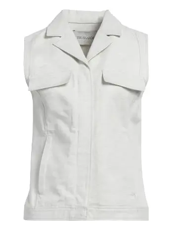 TRUSSARDI Light Vest In Cotton, Viscose, Linen And Polyester - Light Grey