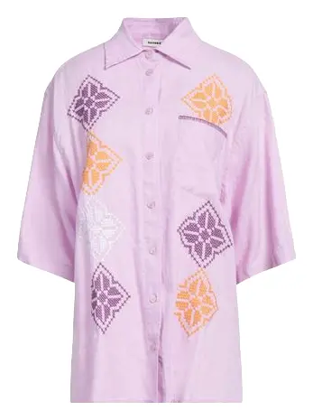Sandro Woven Embroidered Shirt - Pink