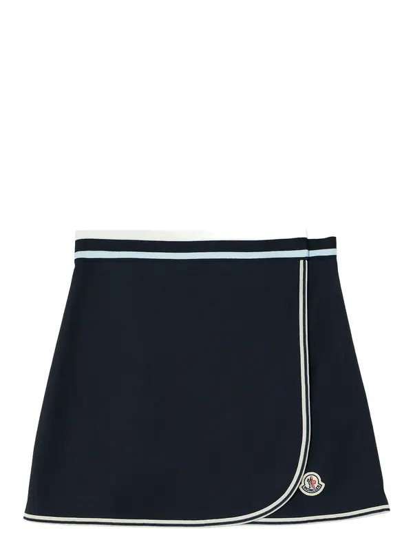 Moncler Appliquéd Striped Cotton-piqué Mini Wrap Skirt - Black