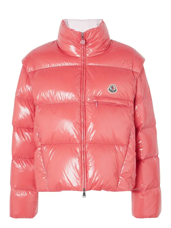 Moncler Almo Convertible Appliquéd Quilted Glossed-shell Down Jacket - Pink