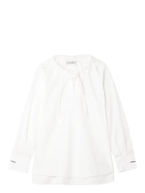 Max Mara Ario Gathered Cotton-poplin Blouse - White
