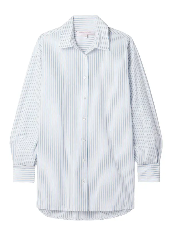 Carolina Herrera Oversized Striped Cotton-poplin Shirt - Blue