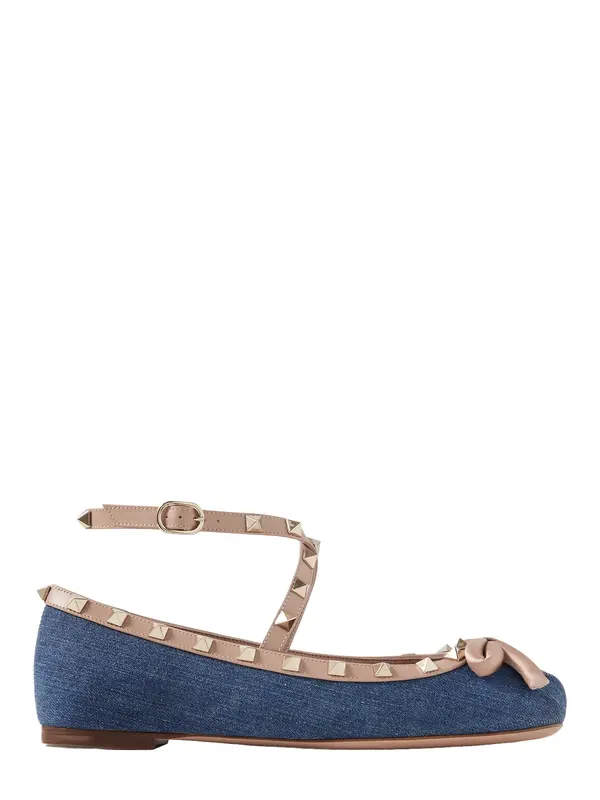 Valentino Garavani Rockstud Denim Ballet Flats - Blue