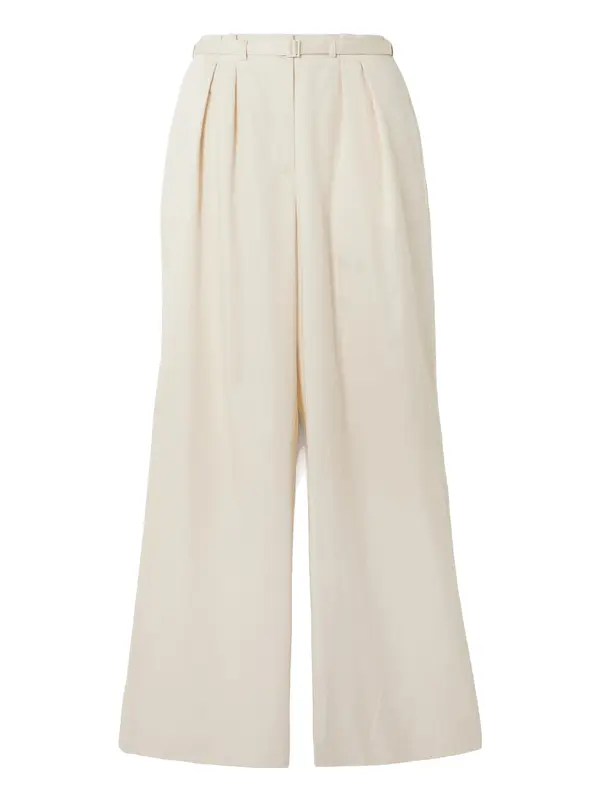JOSEPH Tunis Belted Wide-leg Pants - Cream