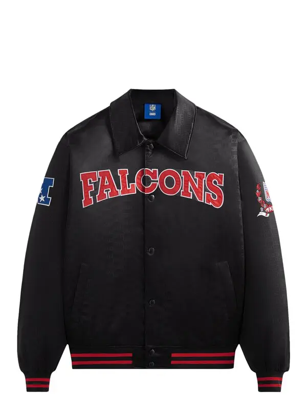 Kith For The Nfl: Falcons Satin Bomber Jacket - Black