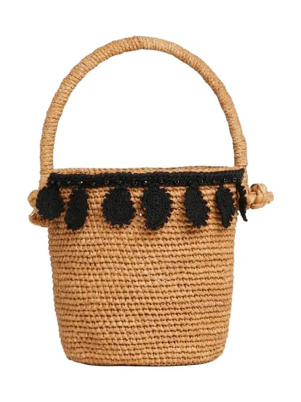 Alanui Paisley-appliqué Raffia Basket Bag - Neutrals