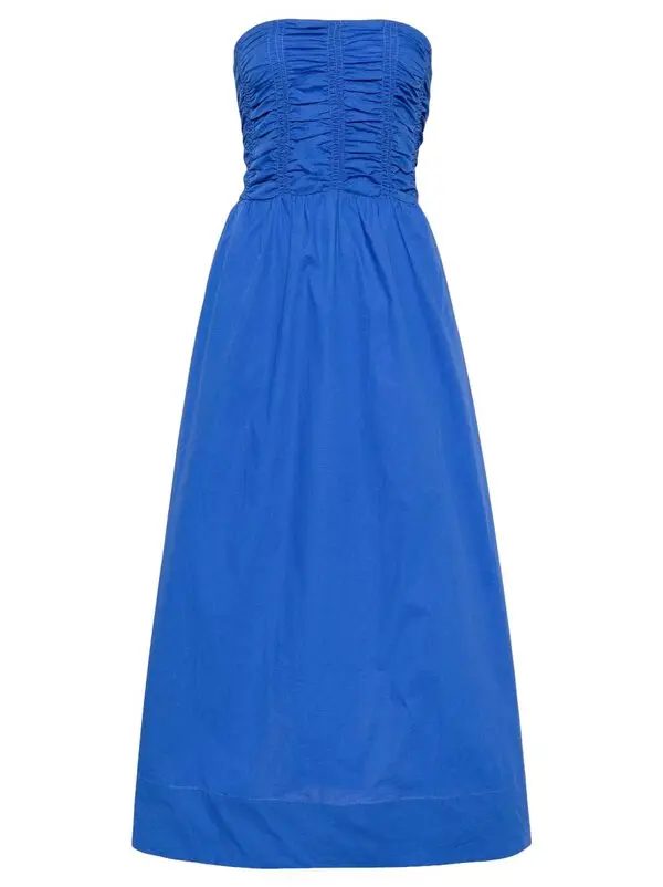 Faithfull The Brand Dominquez Organic Cotton Strapless Dress - Blue