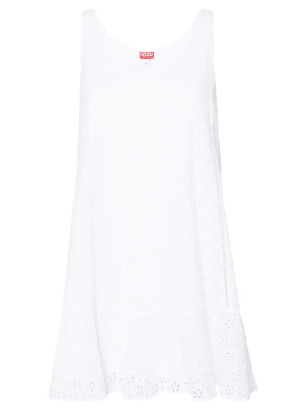 Kenzo Broderie-anglaise Sleeveless Minidress - White