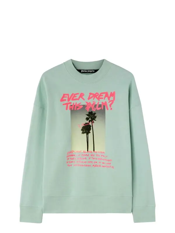 Palm Angels Graphic Print Cotton Sweatshirt - Green