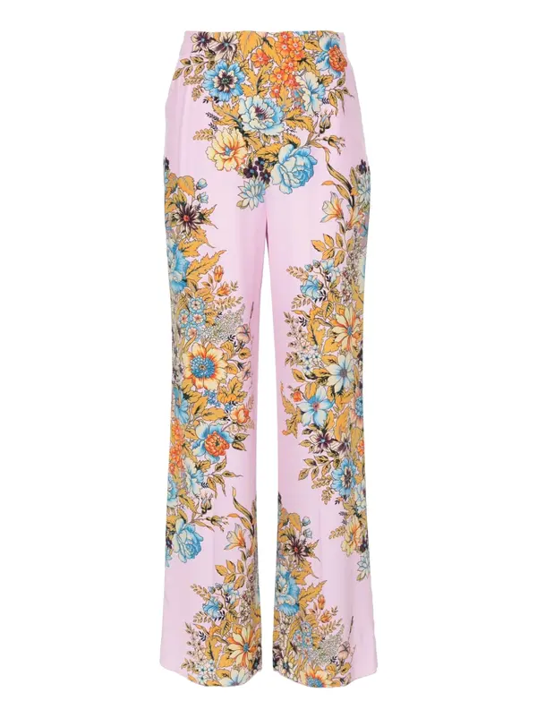 Etro Floral-print Straight-leg Trousers - Pink