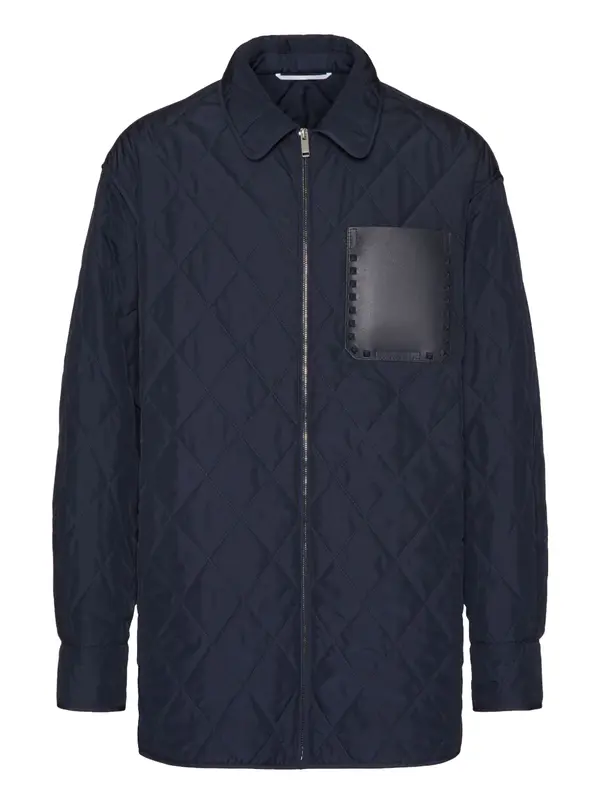 Valentino Garavani Rockstud Untitled Quilted Shirt Jacket - Blue