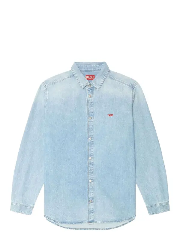 DIESEL D-simply Logo-embroidered Denim Shirt - Blue