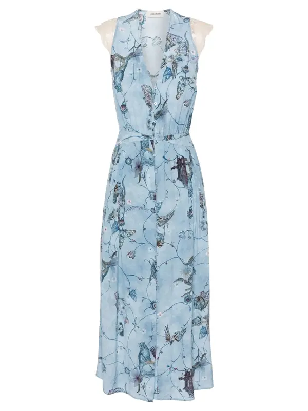 Zadig&Voltaire Rolanys Silk Midi Dress - Blue