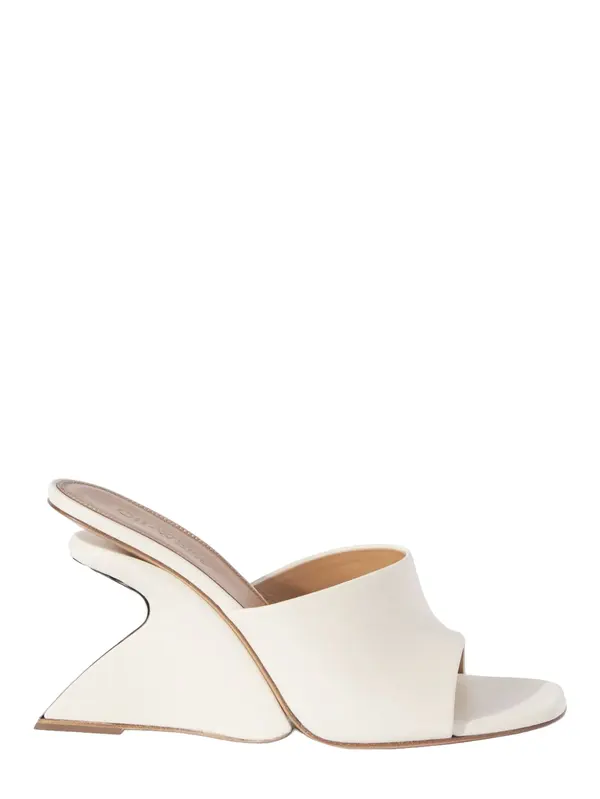 Off-White Jug Leather Wedge Heel Mules - White