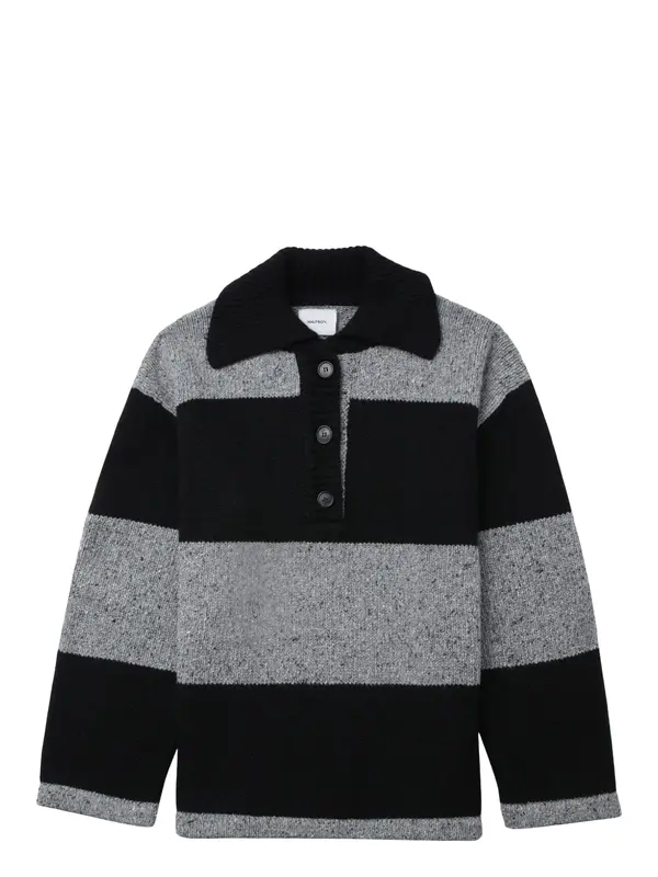 HALFBOY Spread-collar Striped Jumper - Grey