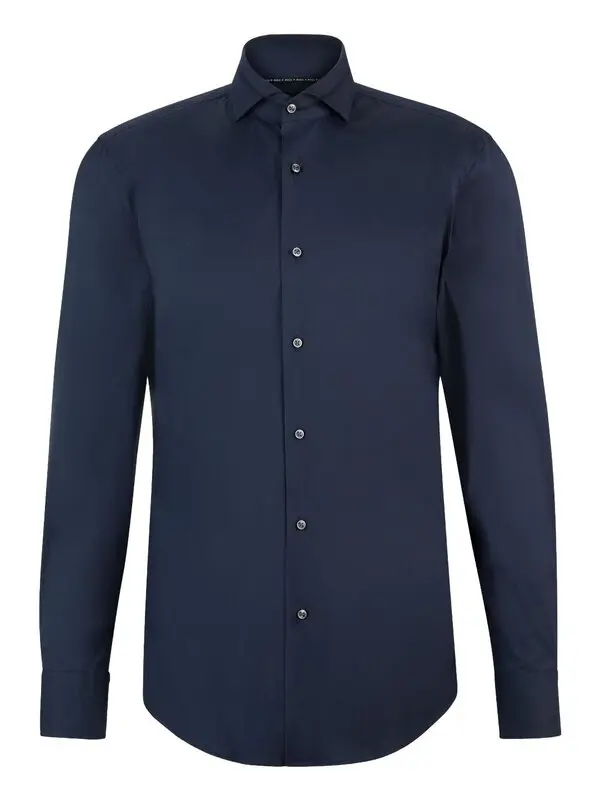 BOSS Spread-collar Poplin Shirt - Blue