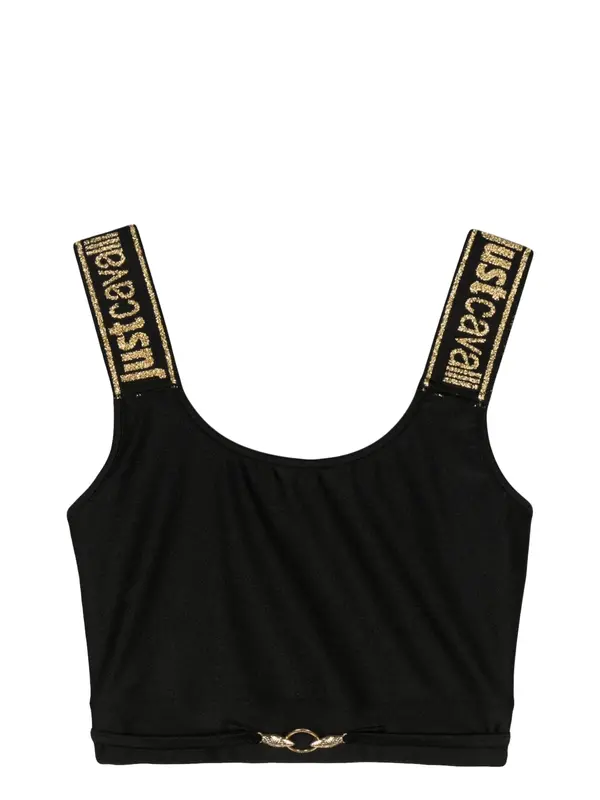 Just Cavalli Logo-plaque Cropped Top - Black