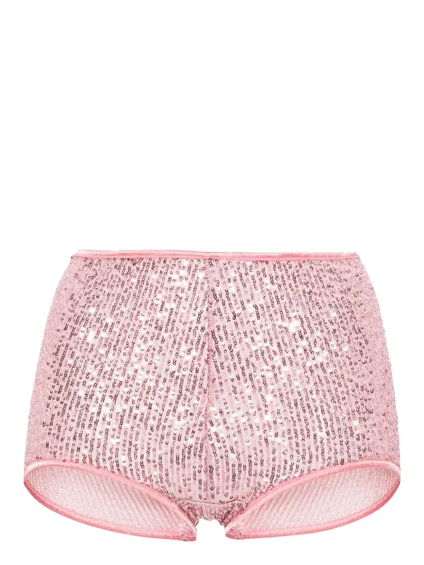 Alchemy Fashions X Lia Aram Sequin-embellished High-rise Shorts - Pink