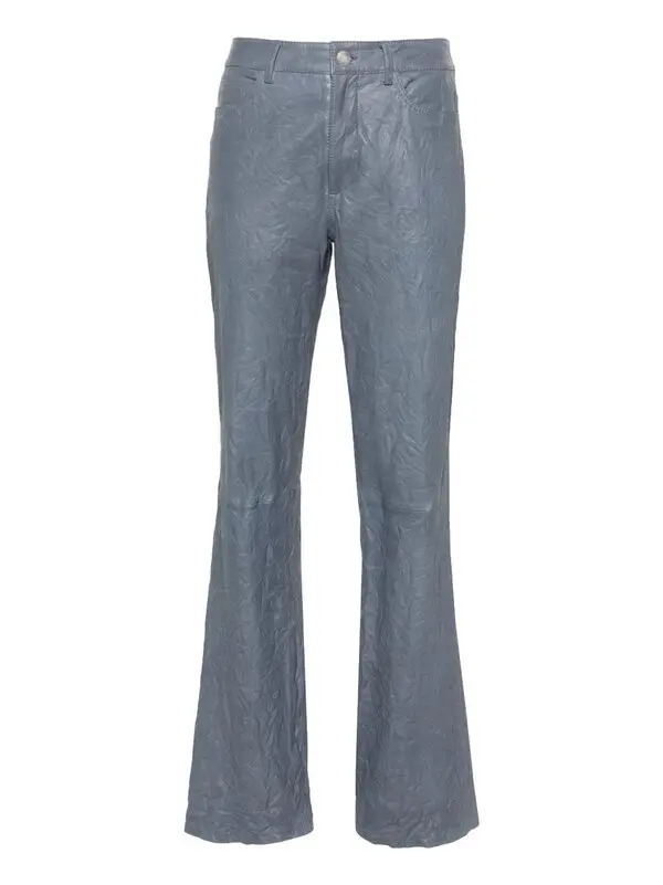 Zadig&Voltaire Straight-leg Crinkled-leather Trousers - Blue