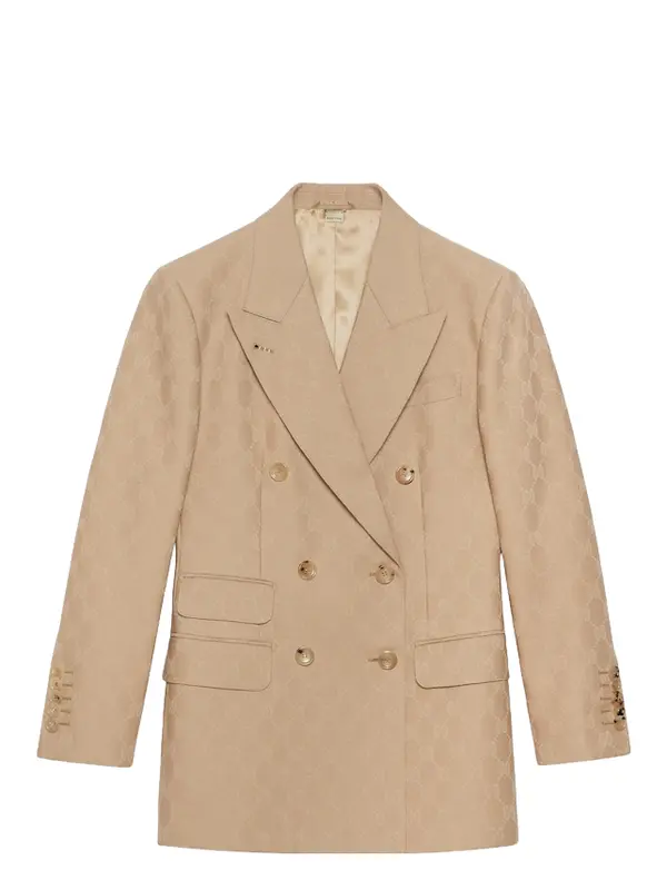 Gucci Gg Wool Jacquard Jacket - Beige