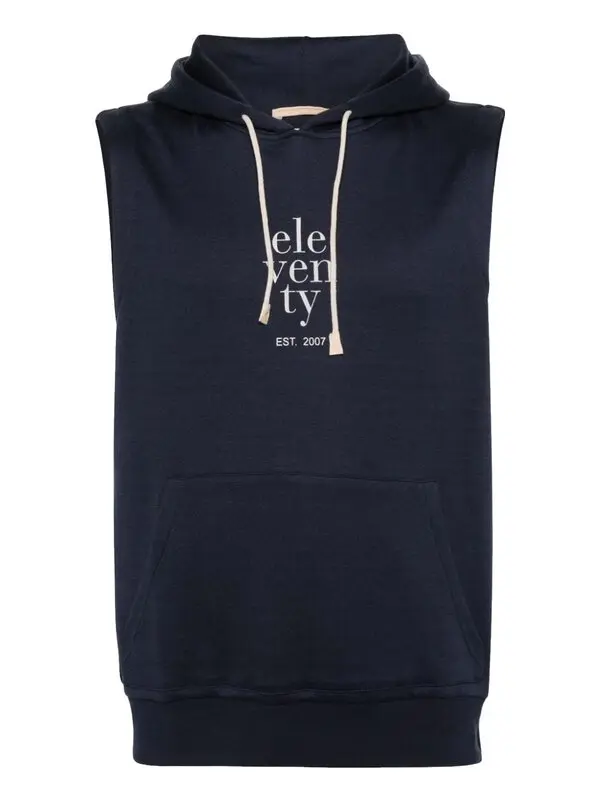 Eleventy Logo-print Sleeveless Vest - Blue