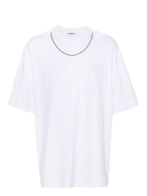 AMBUSH Chain-detail Logo-embroidered T-shirt - White