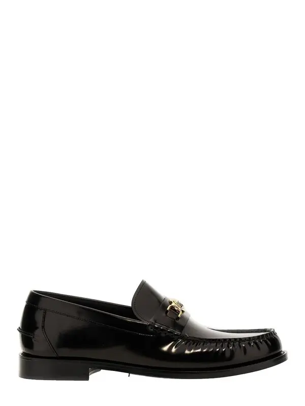 Versace Loafers With Gold Tone Medusa Detail - Black