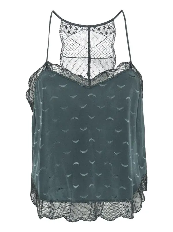 Zadig&Voltaire Claudy Jacquard Silk Tank Top - Blue