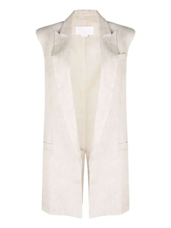 GENNY Open-front Tailored Vest - Neutrals