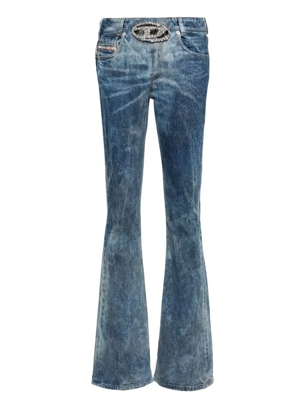 DIESEL Gem-logo Buckle Flared Jeans - Blue