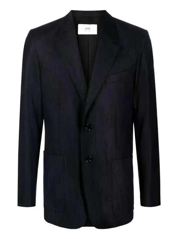 Ami Pinstriped Single-breasted Blazer - Blue