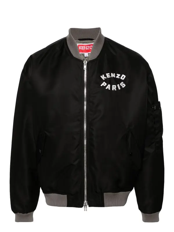 Kenzo Lucky Tiger Embroidered Bomber Jacket - Black