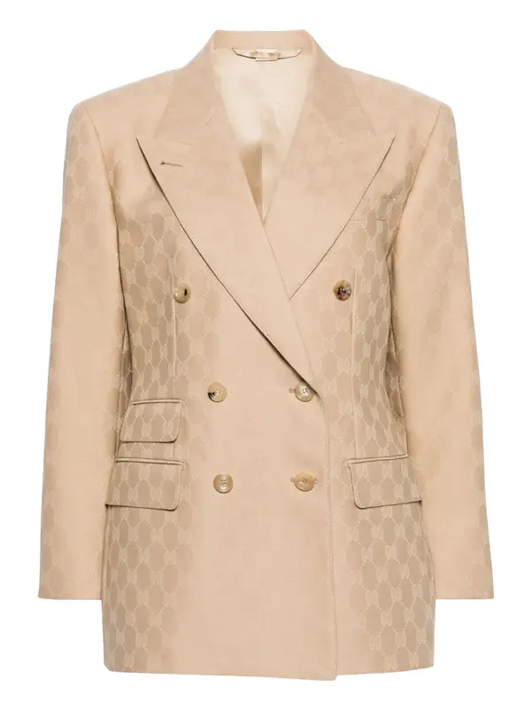 Gucci Gg-jacquard Double-breasted Blazer - Neutrals