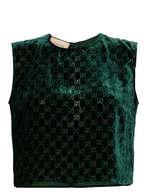 Gucci Gg Supreme Velvet Tank Top - Green
