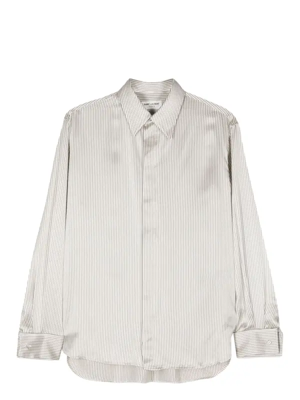 Saint Laurent Striped Silk Shirt - Grey